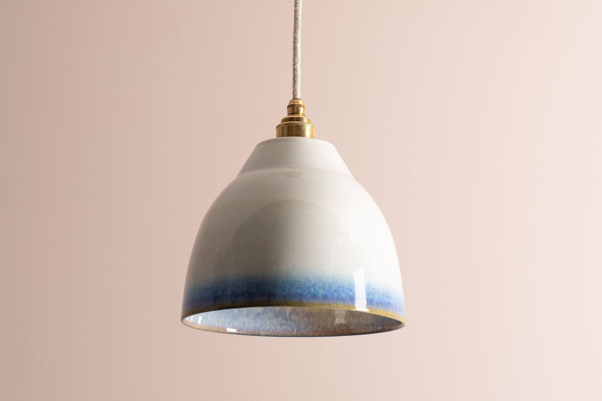 Blue and White Element Pendant Light in Ceramic and Brass – Studio ...